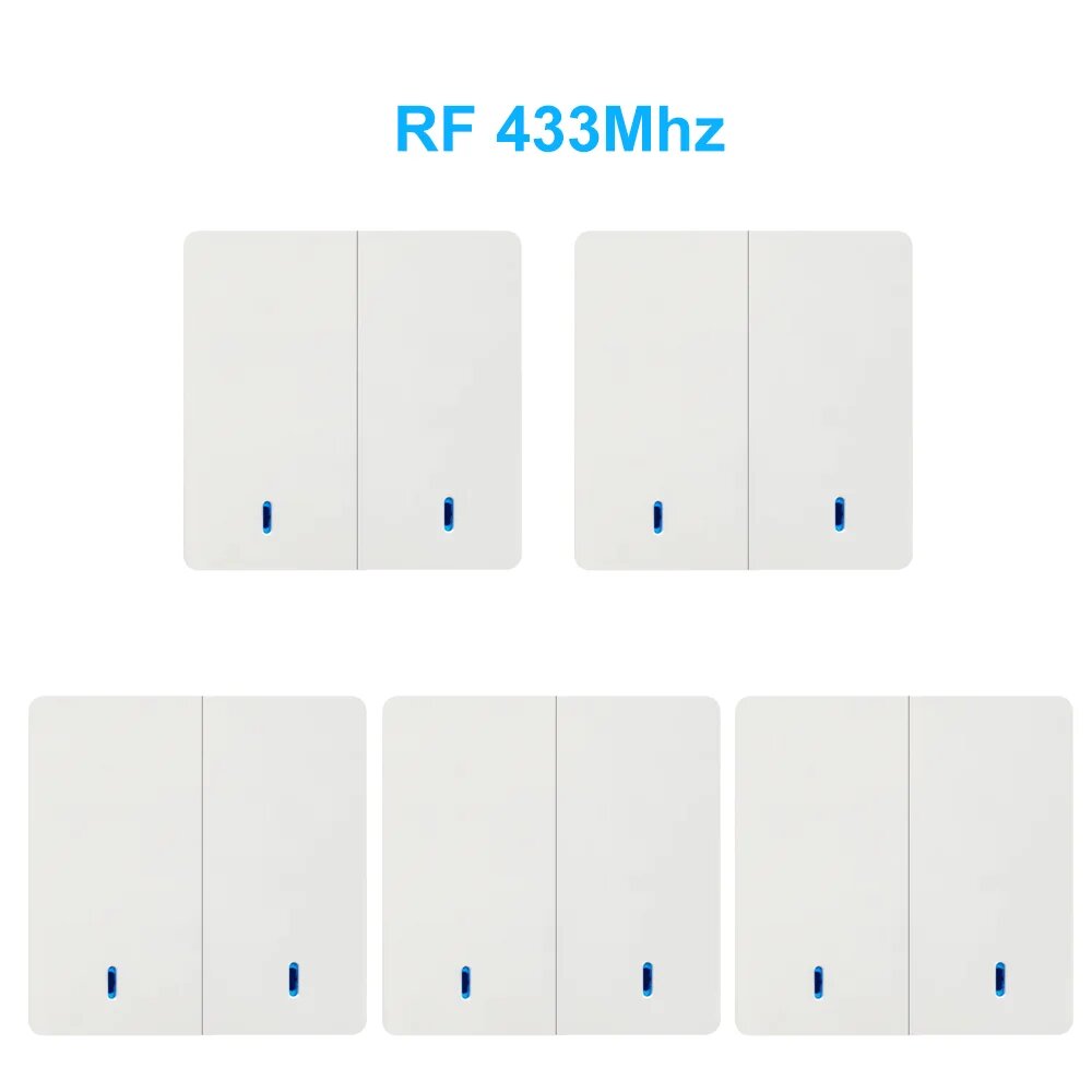 Беспроводной выключатель QIACHIP WP8601, 5шт, 2 Gang, Цвет: 5