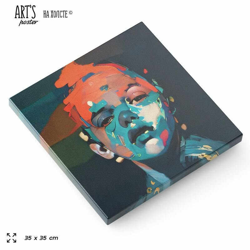 Картина на стену, Абстракция, Портрет девушки, 35х35 см, холст с печатью на подрамнике, интерьерная, SilverPlane