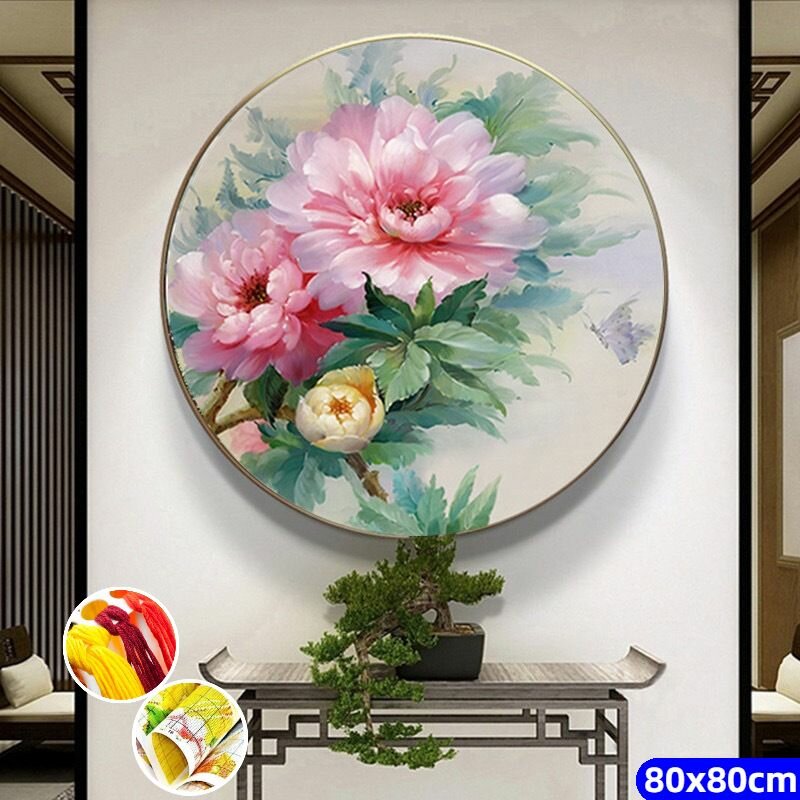 Набор для вышивания крестом, вышивка крестиком Пион, 11CT 80x80cm, полная зашивка (без подрамника, без рамки)