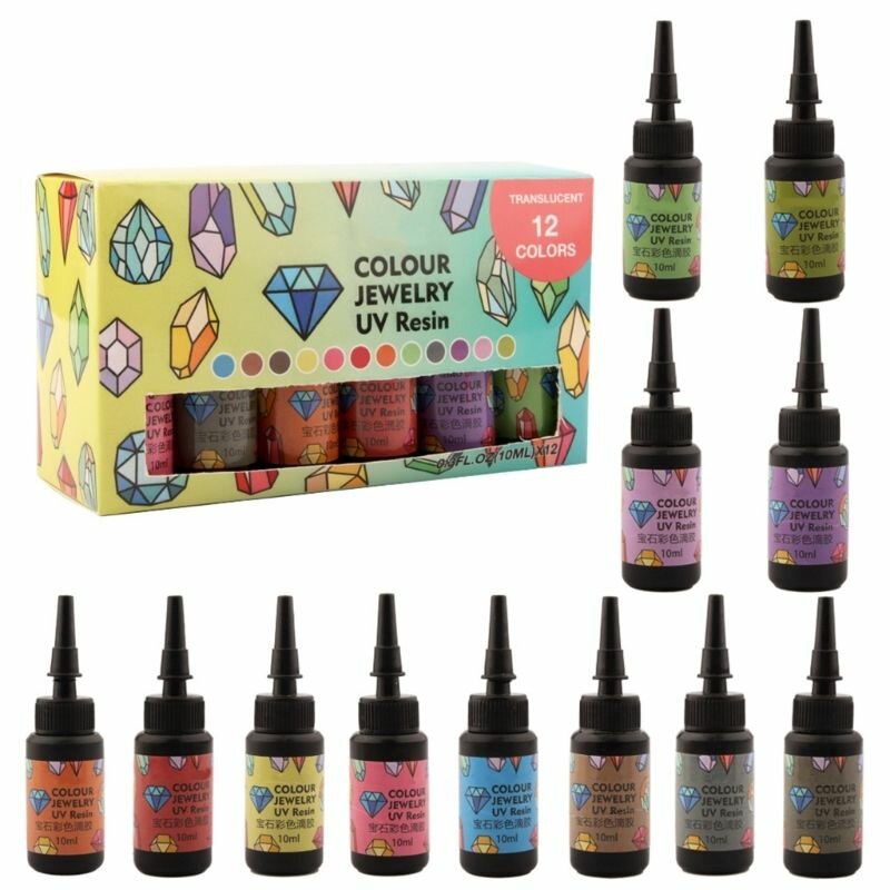 DIY Craft Цветная УФ-смола 12 цветов светоотверждаемый ультрафиолетовый клей для форм изготовления ювелирных изделий серьги