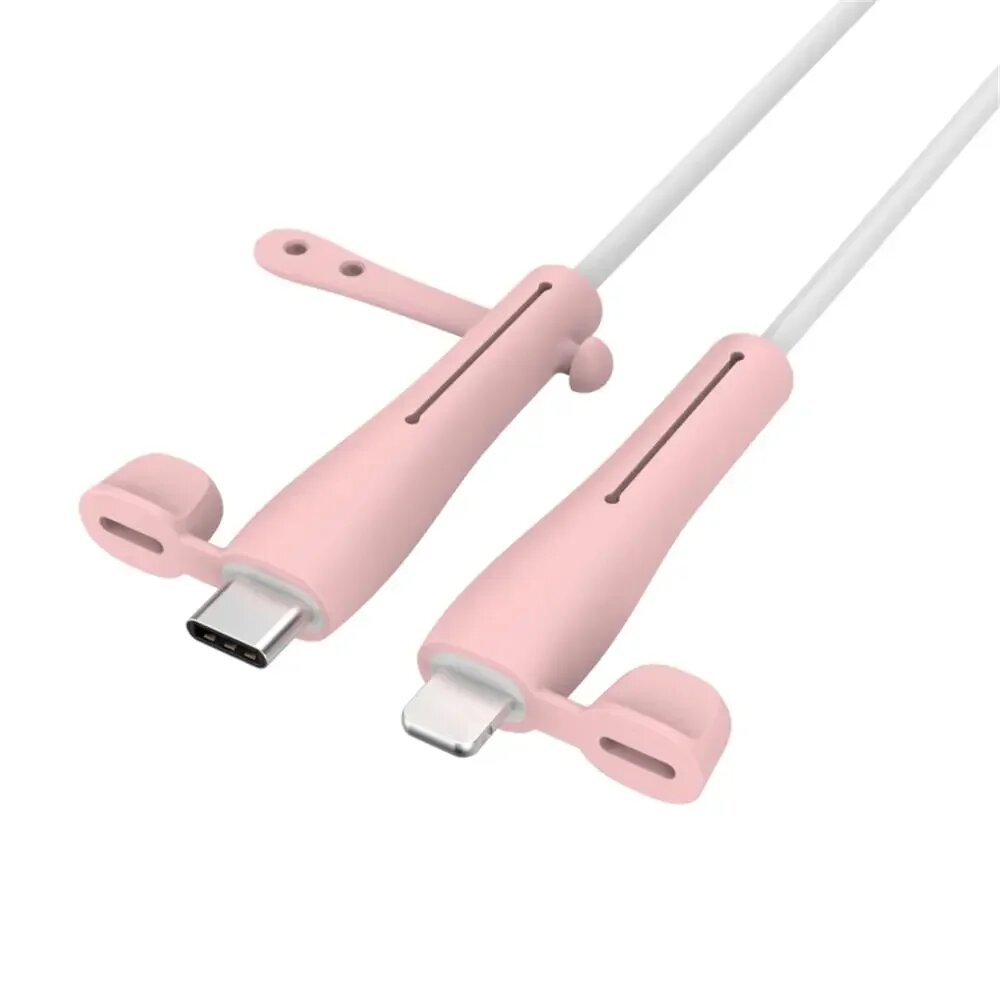 Розовый кабель Type-C to L с защитой