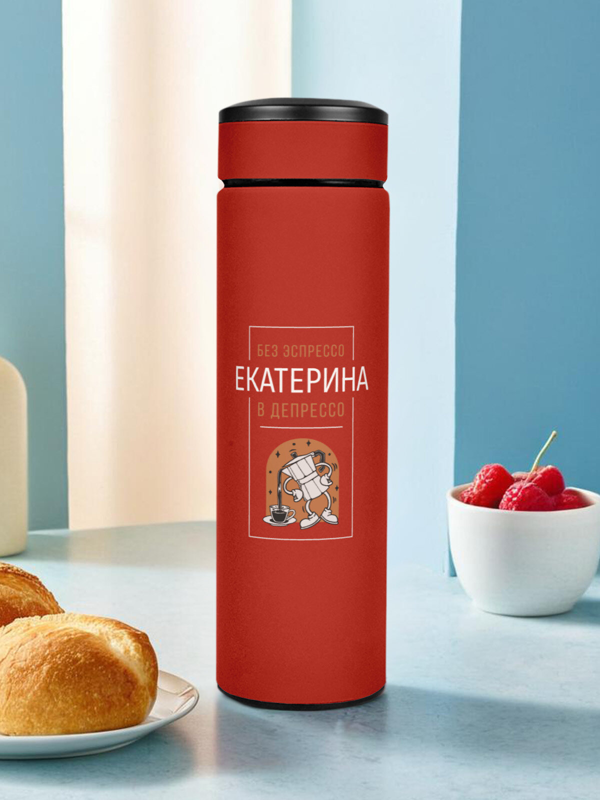 Термос красный для чая вакуумный 0,5 л Екатерина