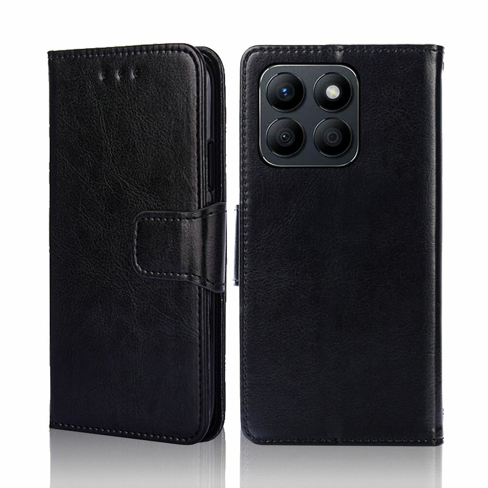 Чехол-книжка подходит для Honor X8b (на Хонор Икс8б, Хонор Х8б), противоударный с магнитом, с защита камеры,(черный)