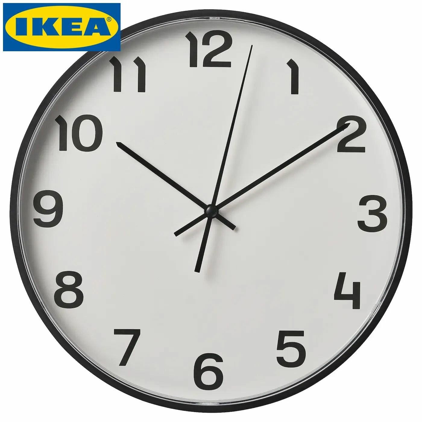 IKEA PLUTTIS Часы настенные кварцевые Pluttis черные, 28 см