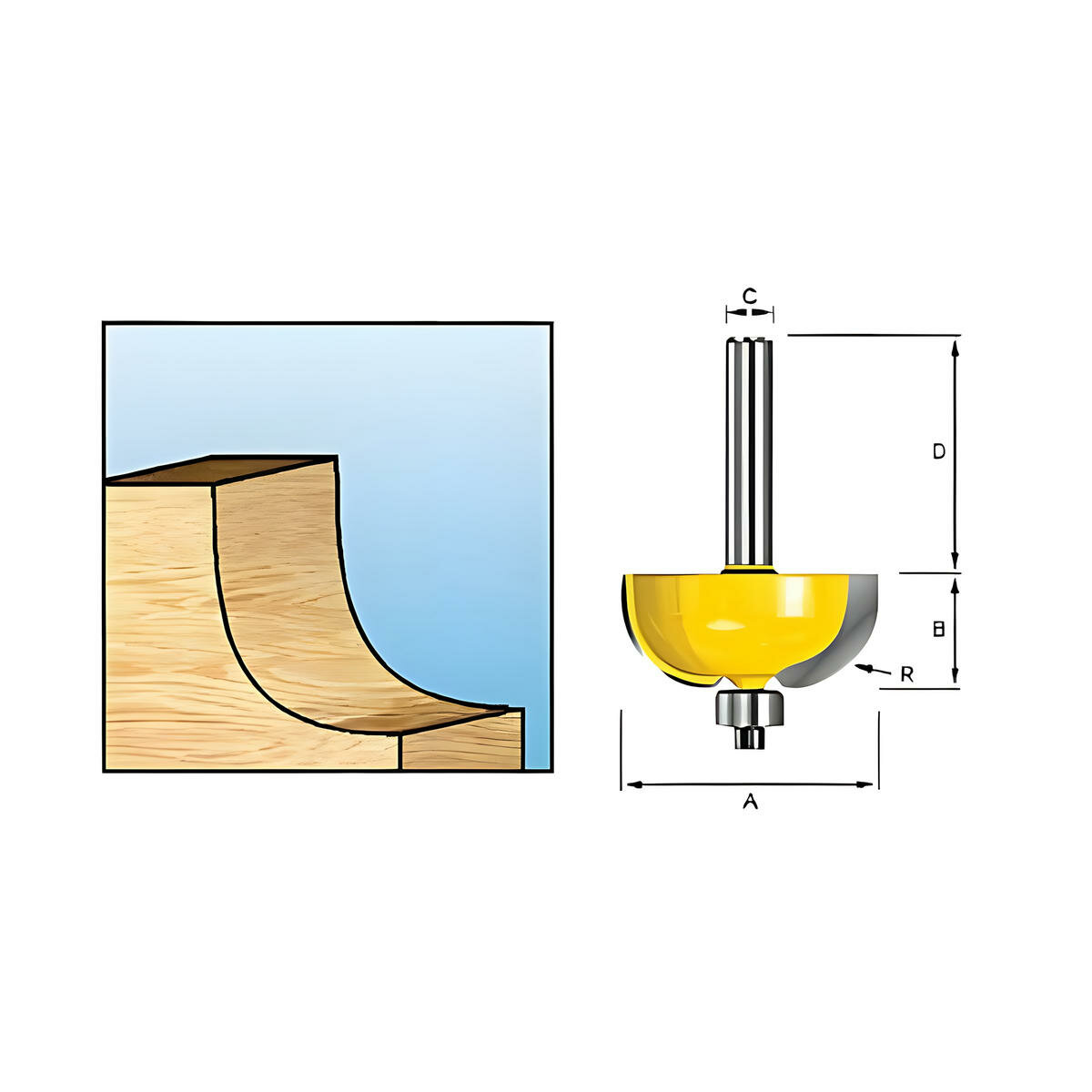 Фреза профильная (d8/D19.5/H9.5/L41.5/R5) MAKITA D-11455