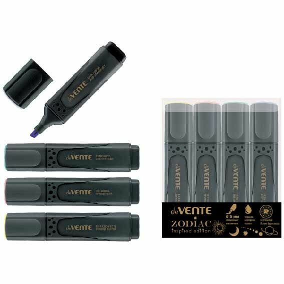 Текстмаркеры deVENTE "Zodiac", 4 цвета, плоский корпус, скошенные, 1-4 мм (5045361)