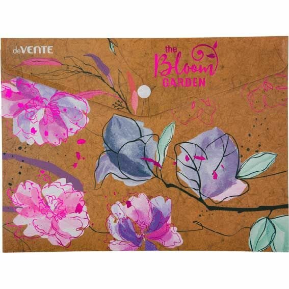 Папка-конверт deVENTE на кнопке, А5 "Bloom Garden" крафт-имитация, 180 мкм (3071208)