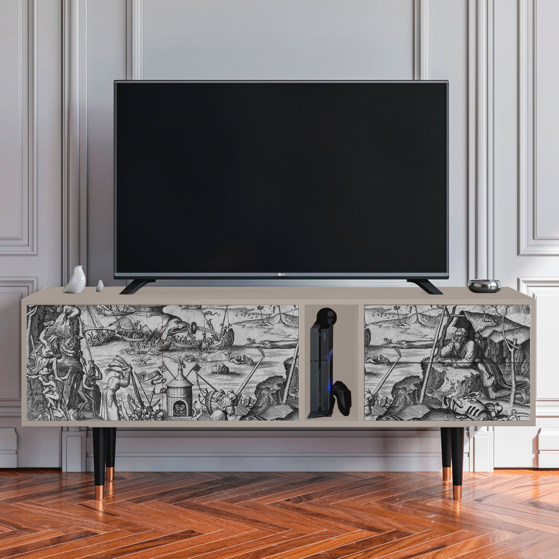 ТВ-Тумба - STORYZ - T1 The Temptation of Saint Anthony by Pieter Breugel, Размер - 170 x 69 x 48 см, Цвет корпуса - , Сатин