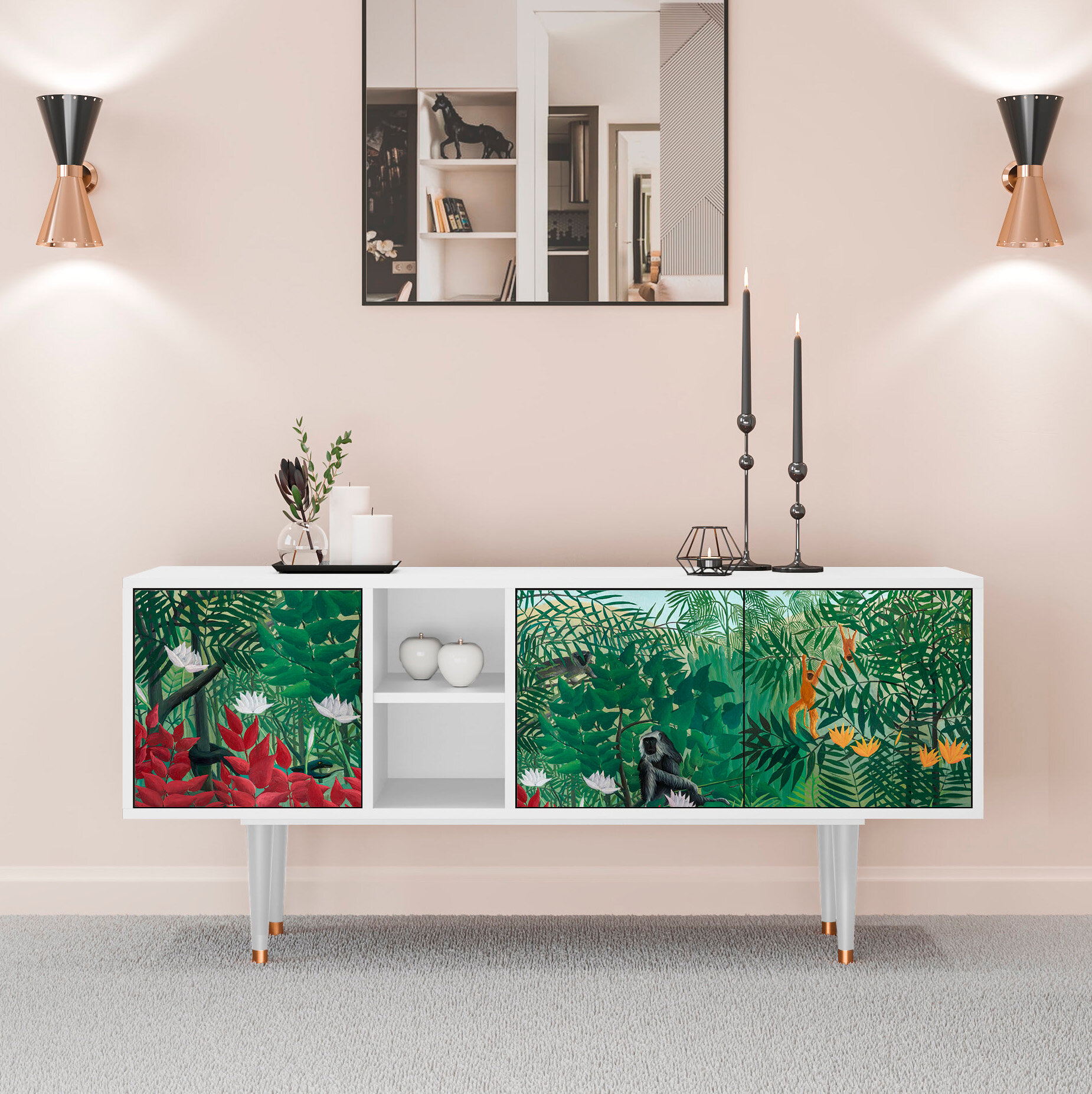 ТВ-Тумба - STORYZ - T5 Jungles in Paris by Henri Rousseau , Размер - 150 x 69 x 41 см, Цвет корпуса - , Белый