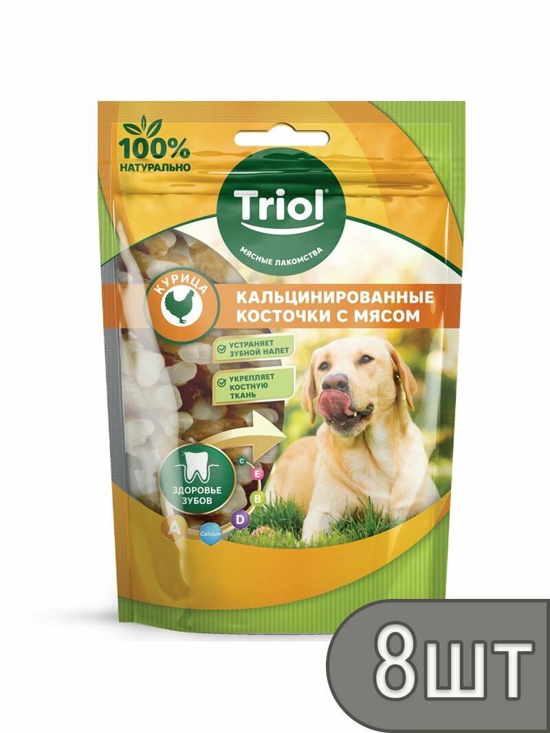 Triol Набор 8 шт Кальцинированные косточки с курицей для собак (PT11), 70г 0.56 кг