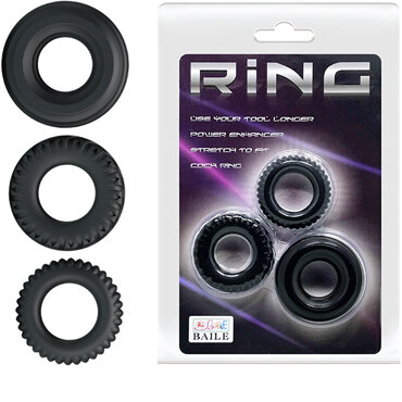 61373 Baile Ring Три кольца, черный. Набор эрекционных колец