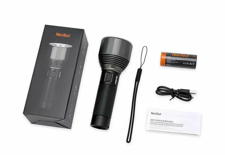 Фонарь-прожектор NexTool "Nato", черный, дальность освещения 380м