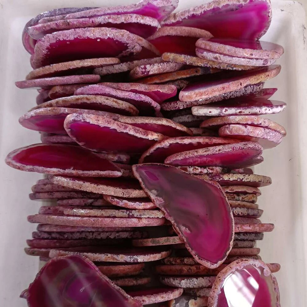 Натуральный агат, оникс для декора RISYF 50-80 мм Фиолетовый, NO.7 Rose