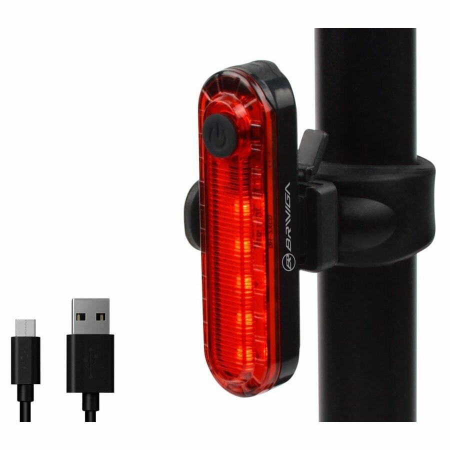 Велофонарь задний Briviga USB 15. 5 SMD диодов, яркость до 15 лм. Встроенный аккумулятор 200 мАч.