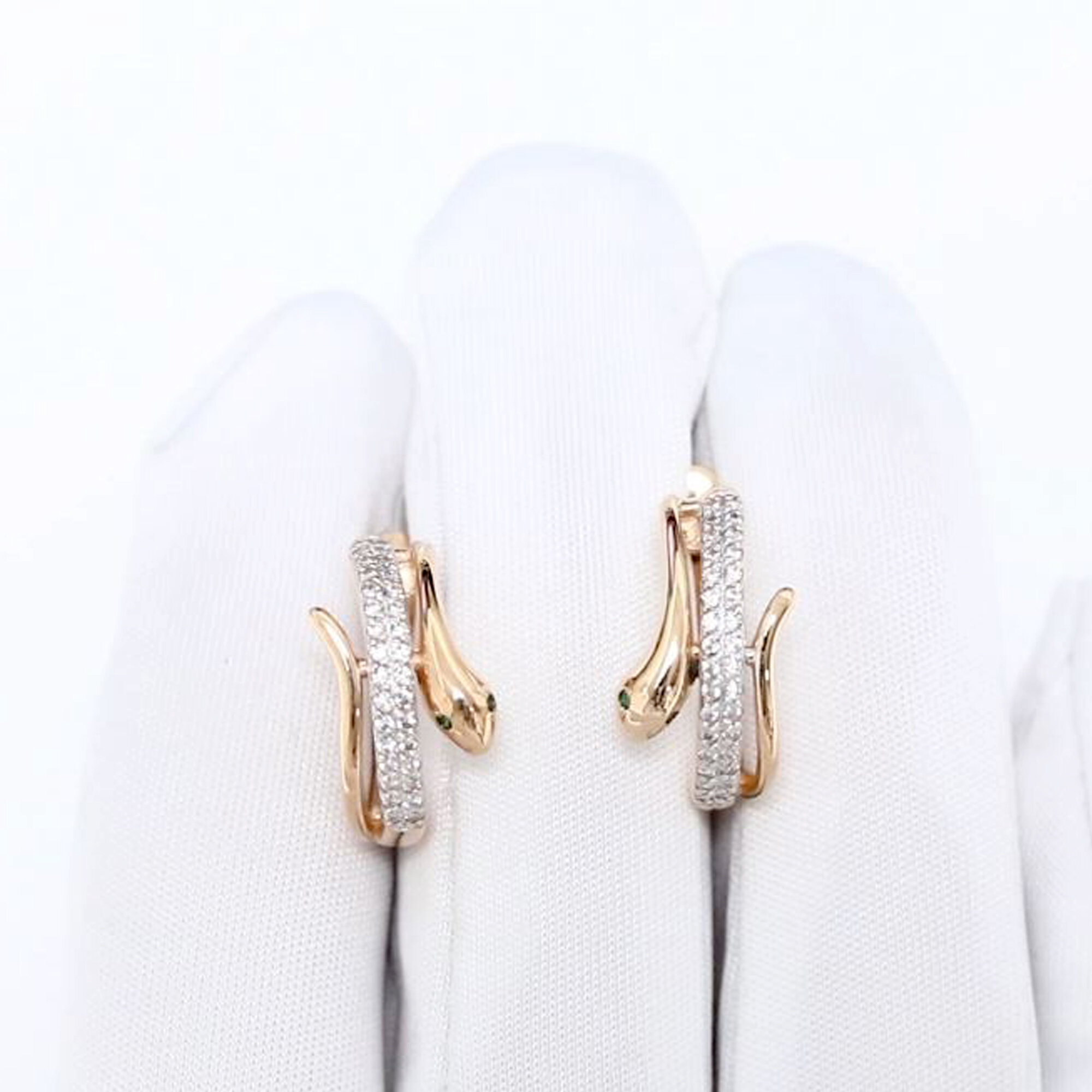 Серьги, красное золото, 585 проба, фианит