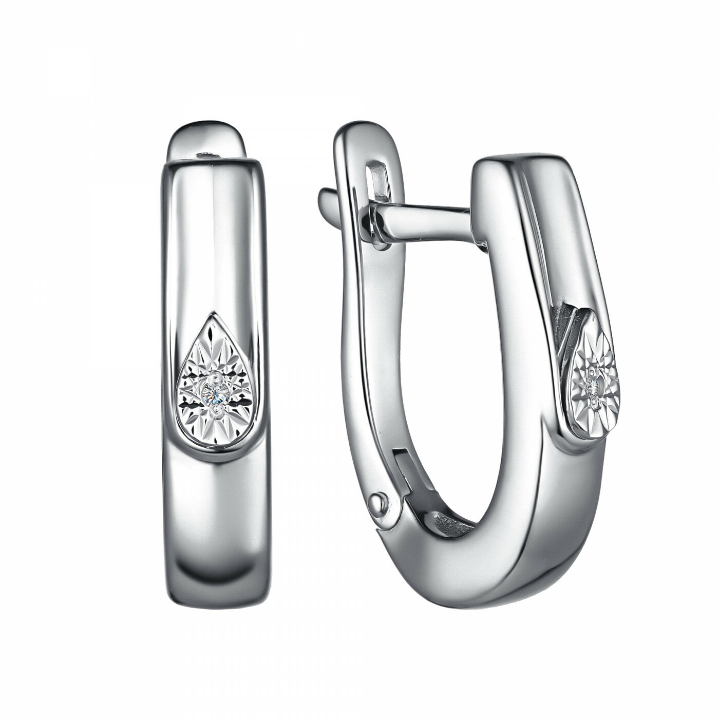 Серьги, серебро, 925 проба, бриллиант