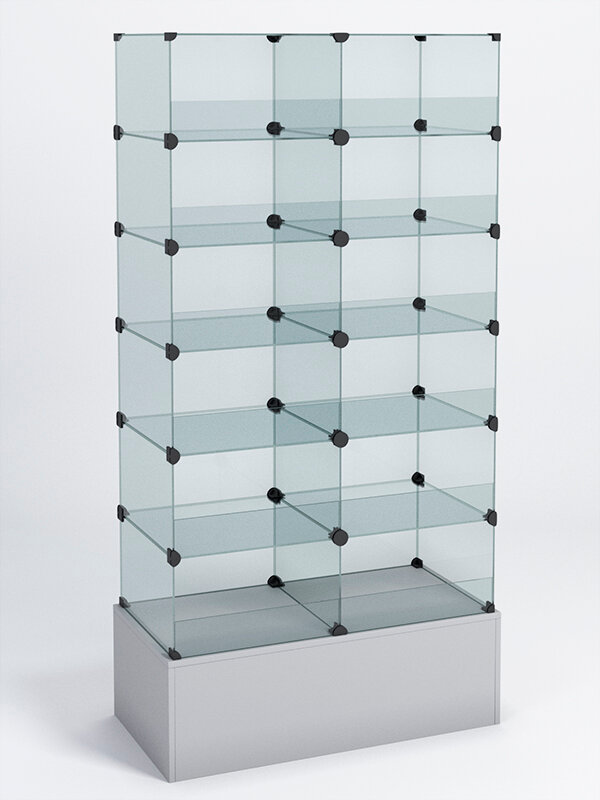 Витрина "КУБ" №609-КО (без дверок, передняя стенка - стекло), Серый