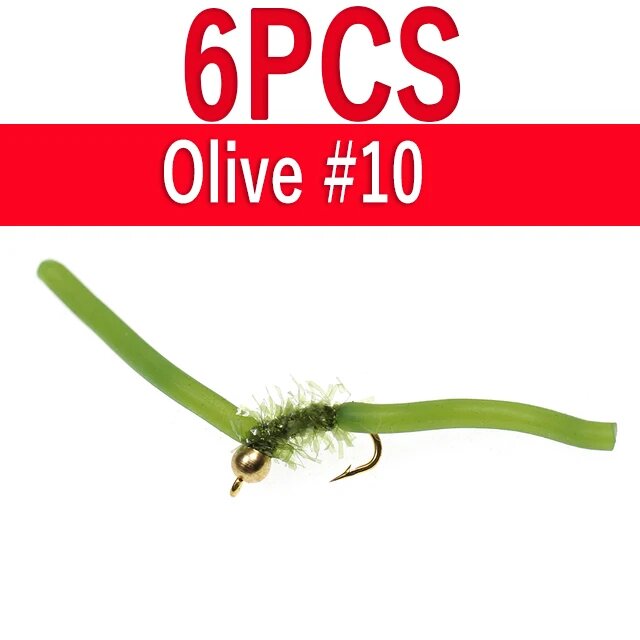 Wifreo 6 шт. черви Сан-Хуана нахлыстовые приманки Зеленый, 6pcs olive