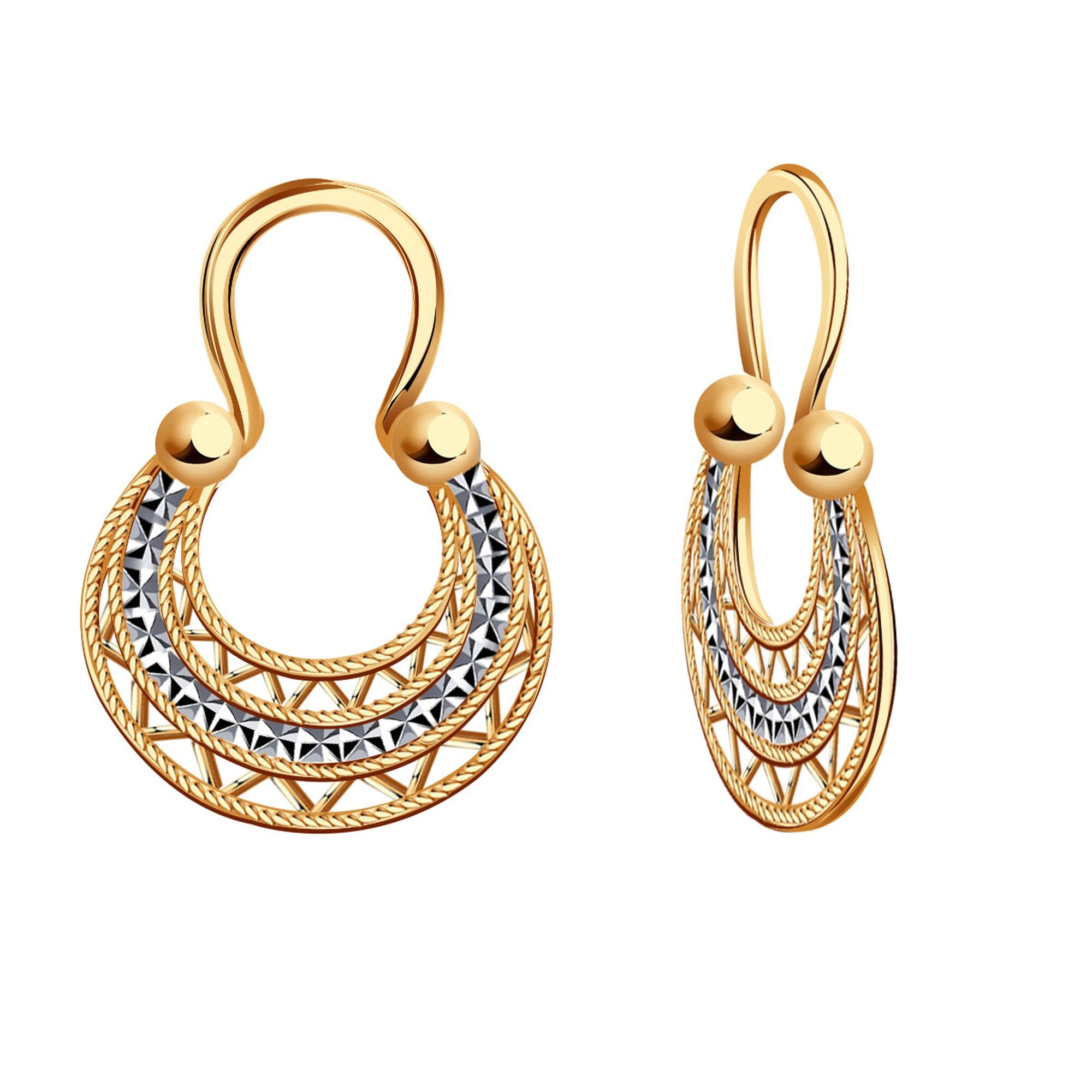 Серьги, красное золото, 585 проба