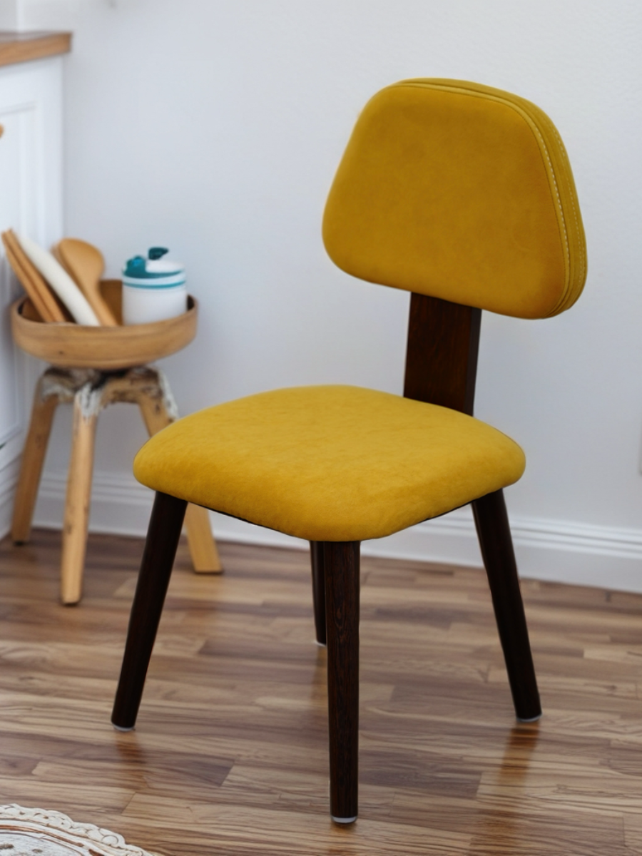 Мягкий детский стульчик в садик Непоседа трапеция желтый, коричневые ножки, рост ребенка 120-135 см