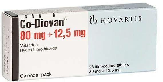 Ко-диован, таблетки покрыт. плен. об. 80 мг+12.5 мг, 28 шт.