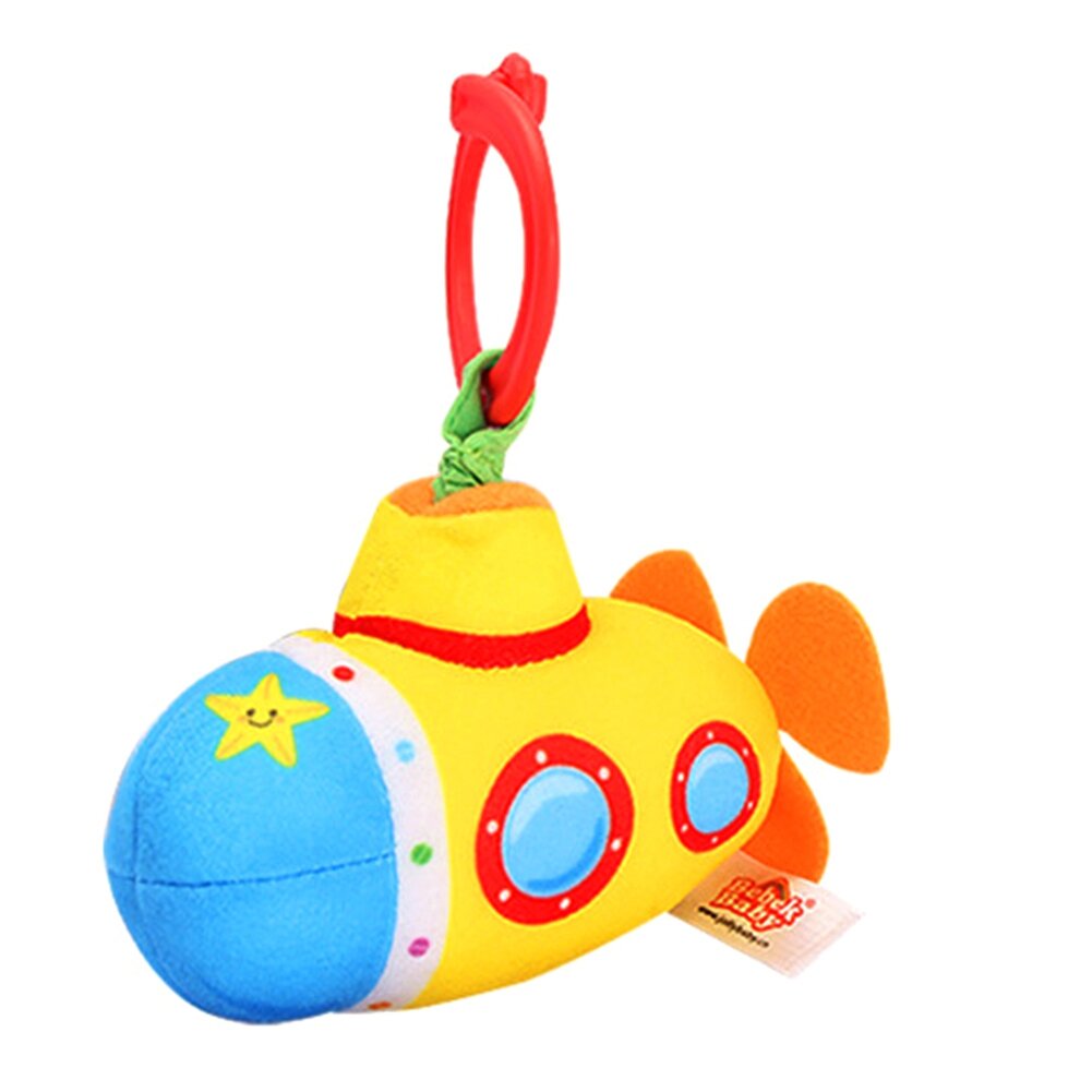 Детская ручная погремушка в виде машинки, подвесная тканевая игрушка (подвесная подводная лодка)