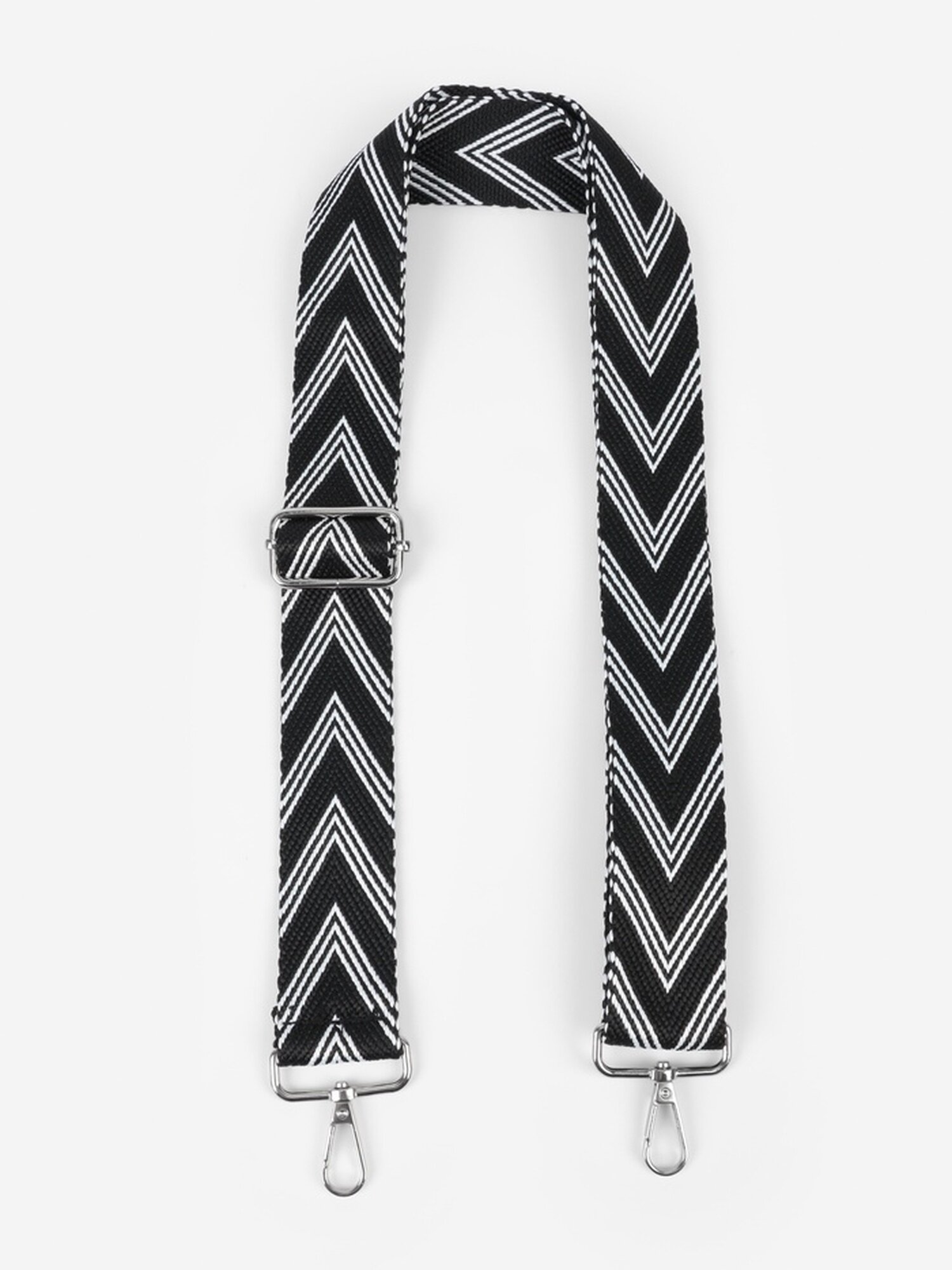 Ручка для сумки «Стрелки тройные», с карабинами, 139 ± 3 × 3,8 см, цвет чёрный/белый