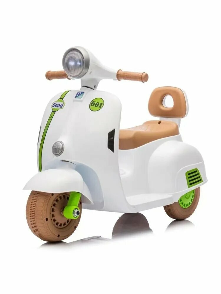 Детский электромотоцикл с пультом (3 колеса) Безопасный, для малышей 1-6 лет, 30 кг нагрузки, белый