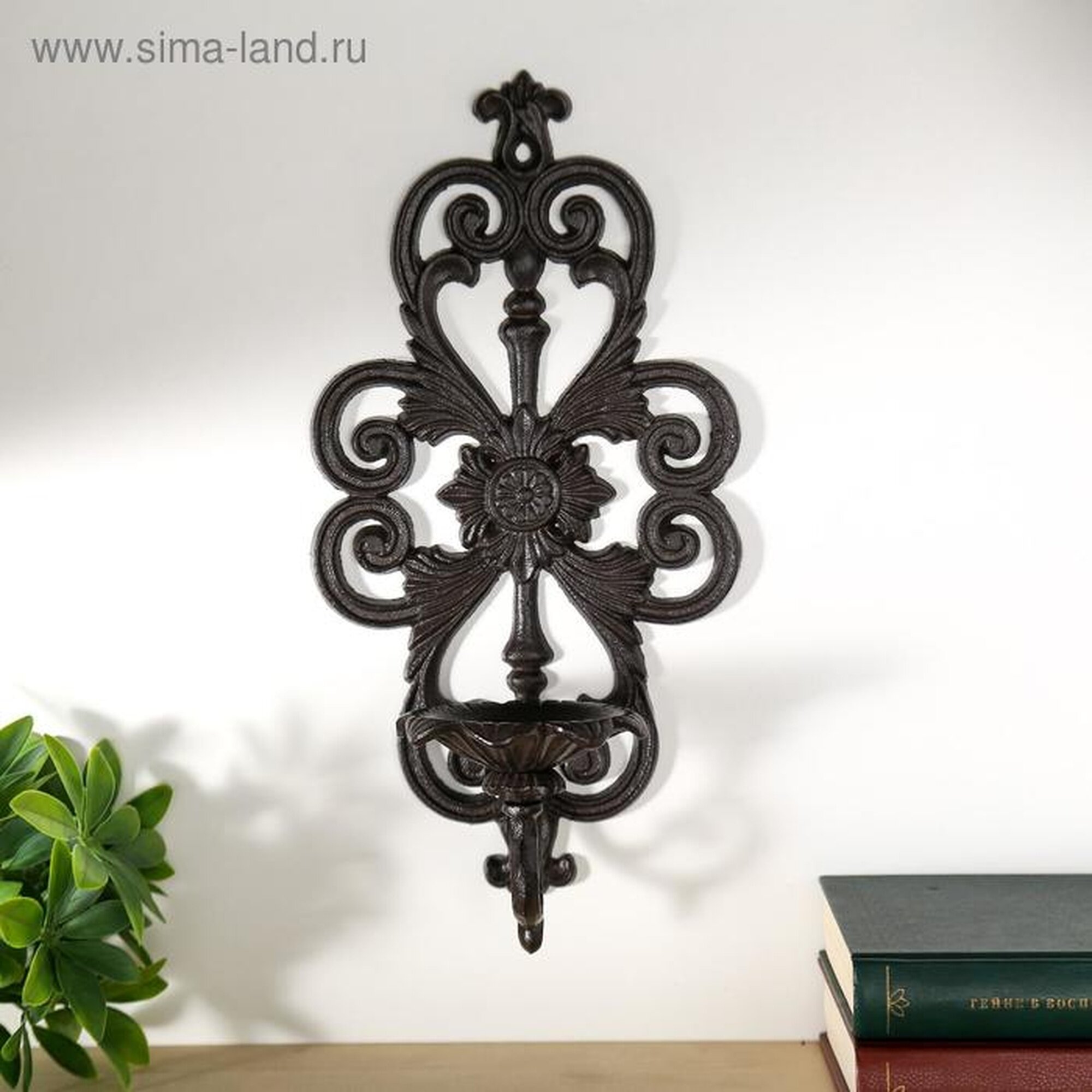 Металлический подсвечник настенный «Средневековье», чугун, 34×17.5×12 см