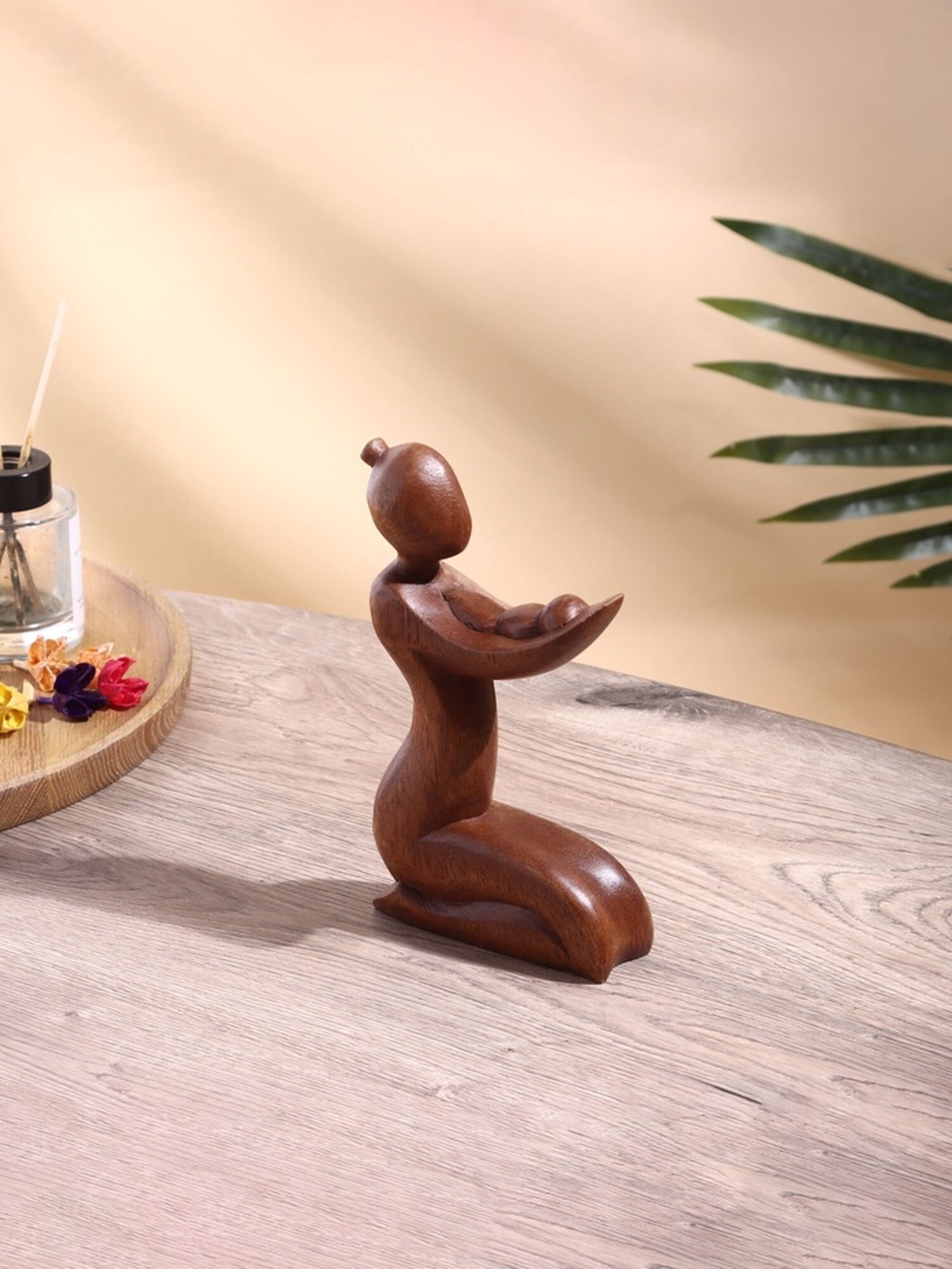 Статуэтка Сима-ленд "Мать с ребёнком", дерево, 12x3,5x20 см, коричневая