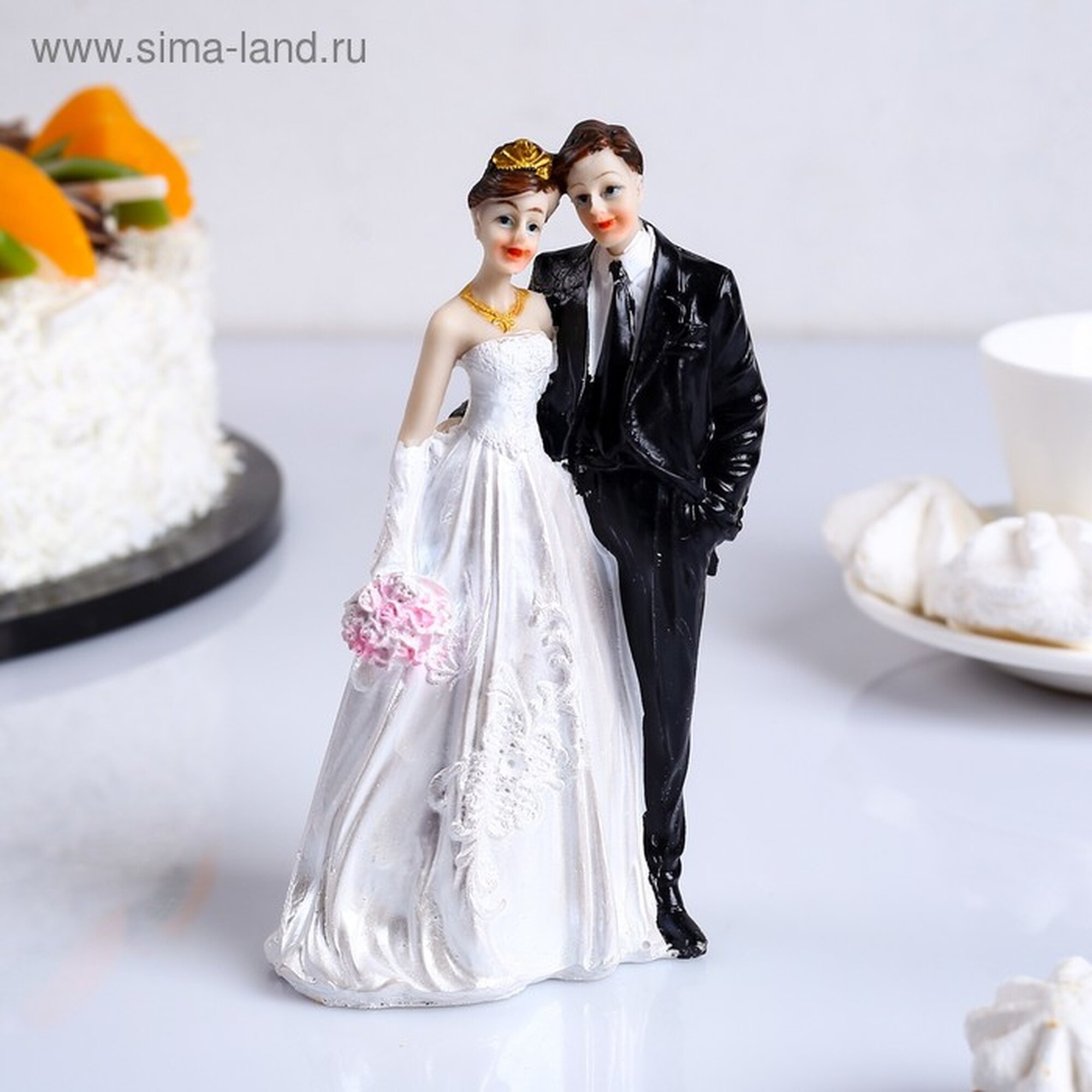 Фигурка на торт "Семья", из полистоуна, покрыта краской, 15 см, белый/черный