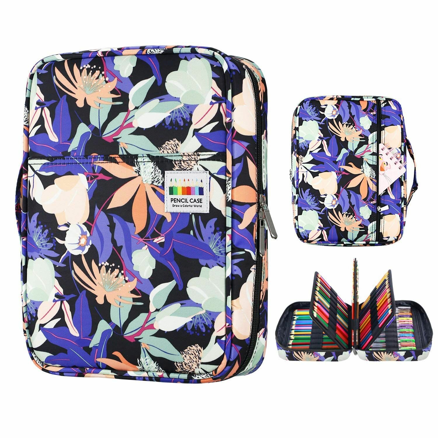 Цветной пенал на 220 слотов, сумка для ручек с застежкой-молнией для художника, органайзер для хранения акварельных карандашей, гелевых ручек, маркеров, большой емкости, удобный держатель