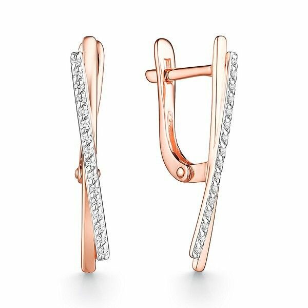 Серьги, красное золото, 585 проба, фианит
