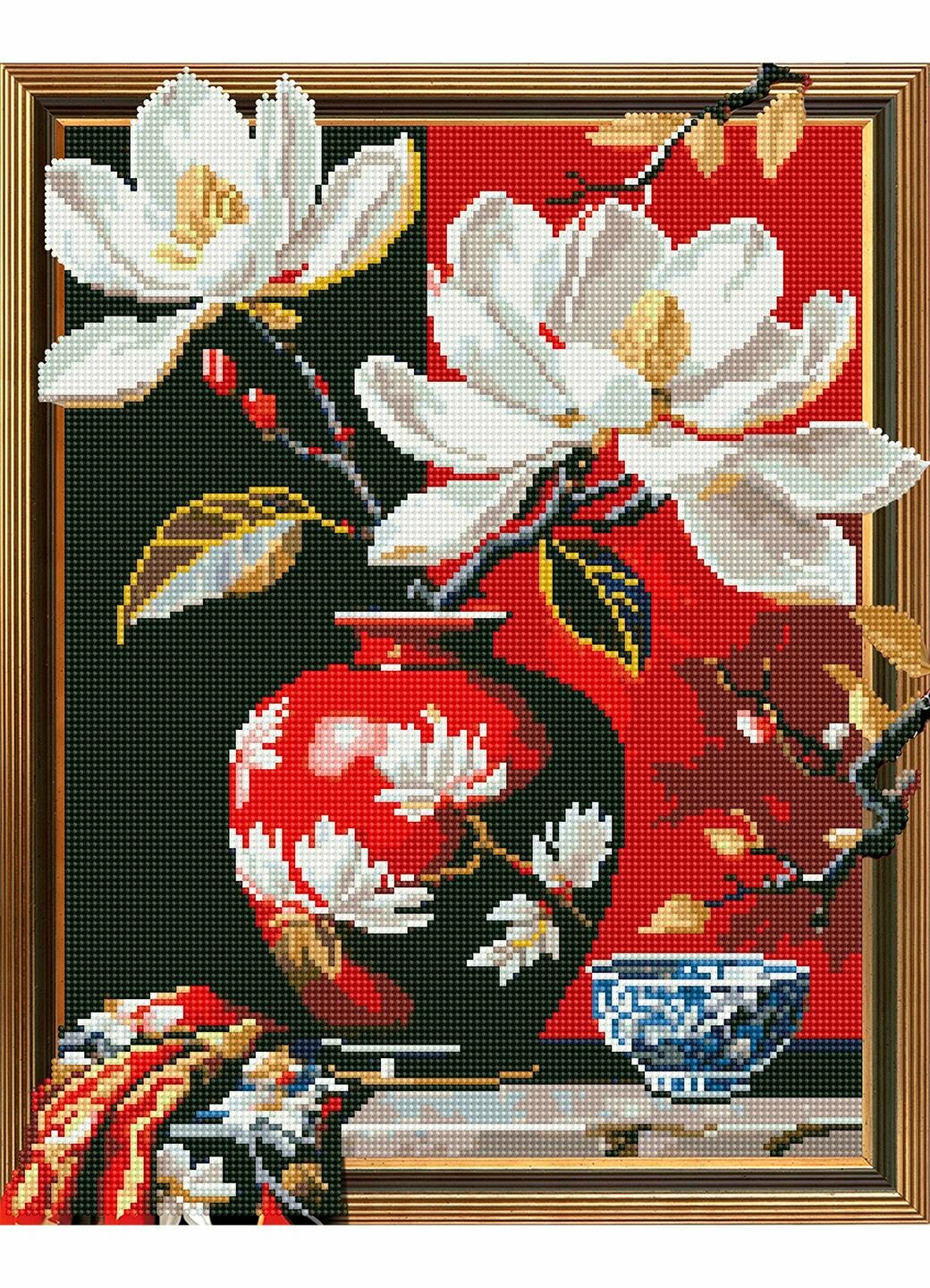 Алмазная мозаика 40x50 см Натюрморт Магнолии 1