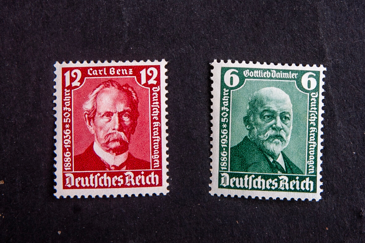Почтовые марки Германия, Третий рейх, 1936 Германия 604-605(Mi) 50 лет первого автомобиля. Готлиб Даймлер, Карл Бенц. MNH **