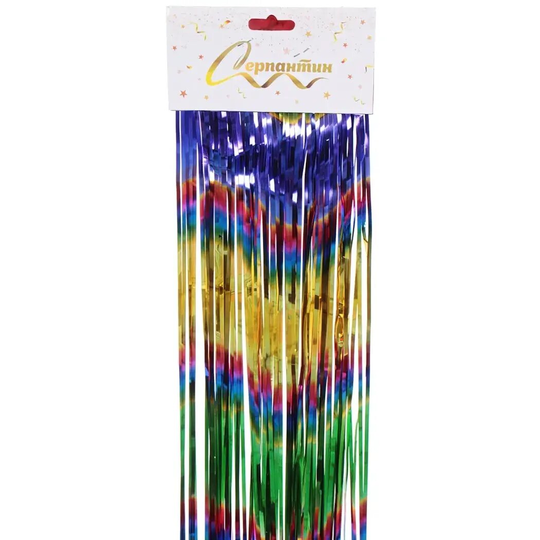 Серпантин 1м «Радуга», мультицвет, блестящий ПВХ, для новогоднего декора