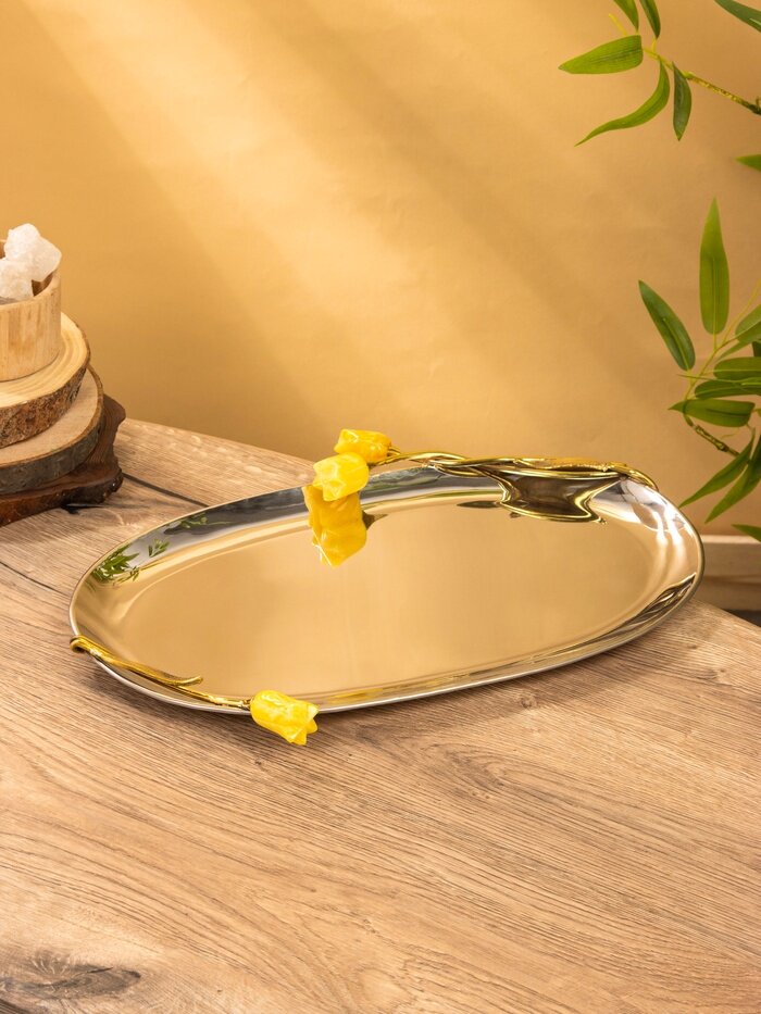 Поднос «Тюльпаны», 41×28×5 см, нержавеющая сталь