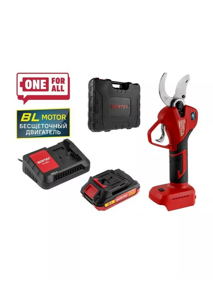 Секатор аккумуляторный WORTEX CBS 2535-1 с АКБ и зарядным устройством (1329489)