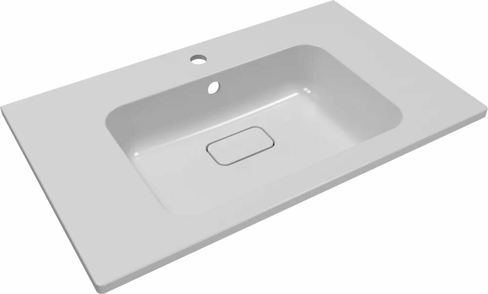 Мебельная раковина Florentina Палермо 80 накладная, из литьевого мрамора, белая, глянцевая, раковина для ванной, прямоугольная