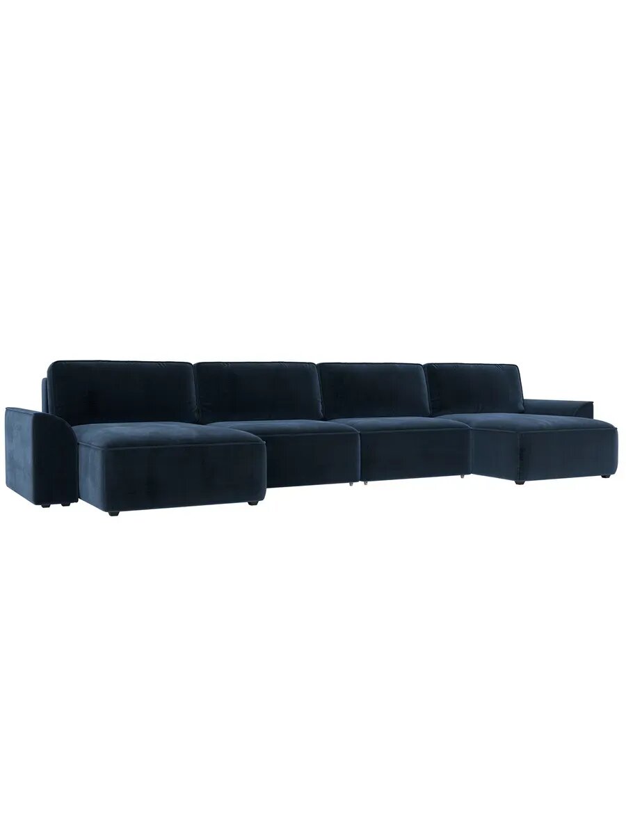 П-образный диван для гостиной Стамбул, 435x91x161 см, с ящиком для белья, велюр