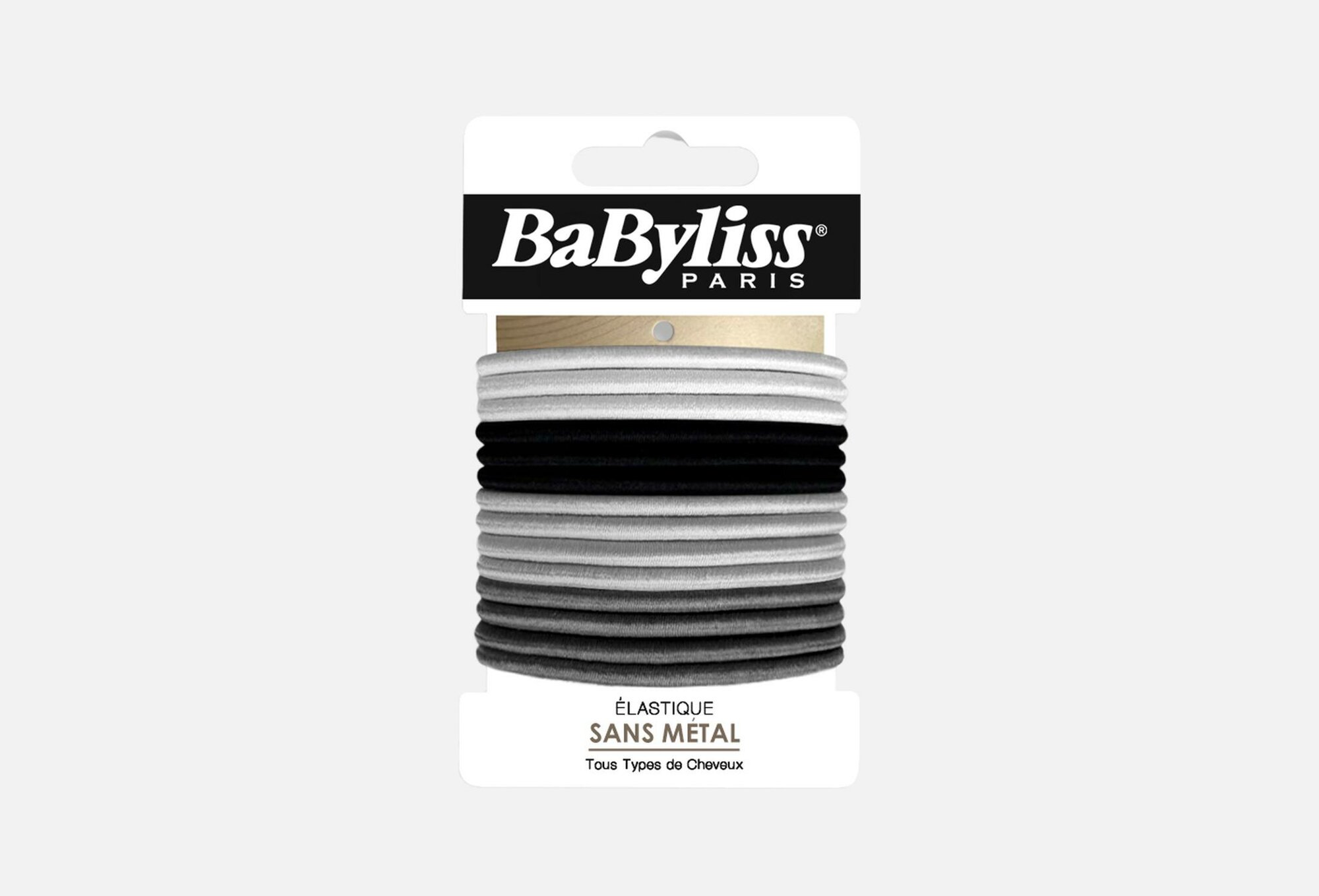 Набор резинок для волос BABYLISS ACCESSORIES черно-белый