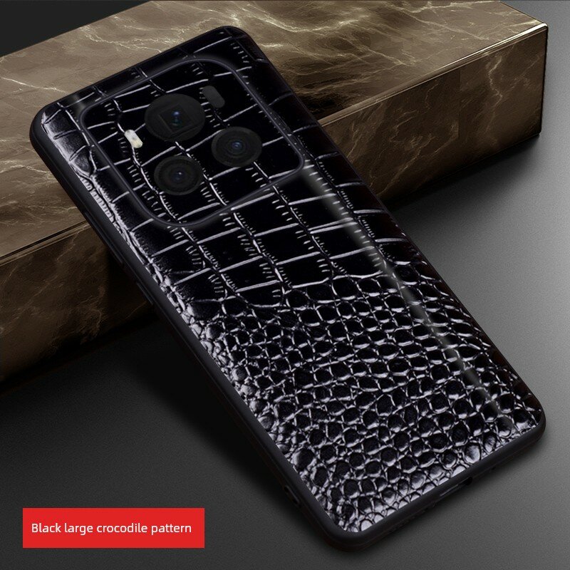 Вобиро роскошный чехол для Honor Magic6 RSR Porsche Design с черным крупным крокодиловым узором, унисекс