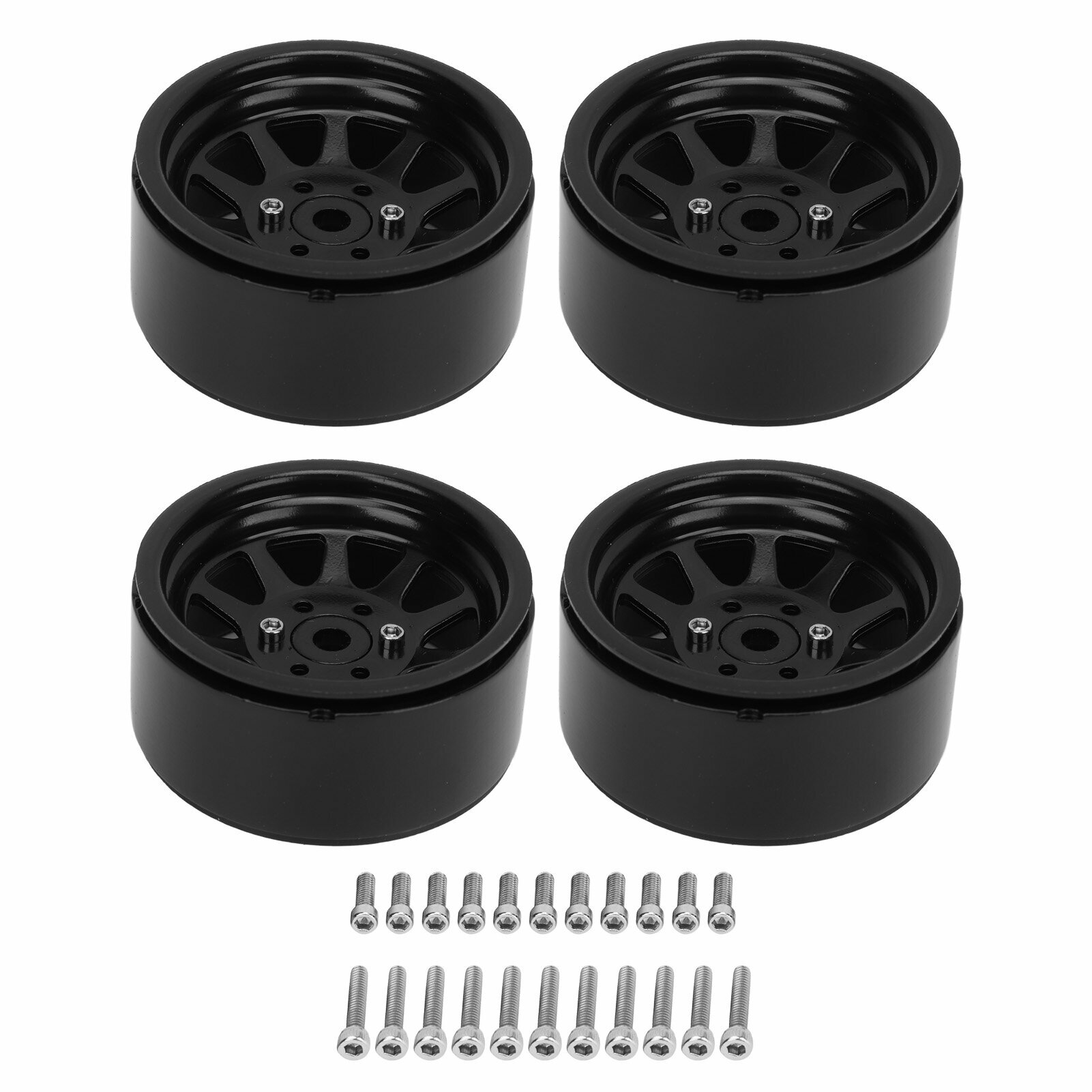 4pcs RC Колесный обод набор цинк сплав Сталь Universal 1,9 дюйма 10 дисков RC Crawler Car Hub для осевого SCX10 II III Black