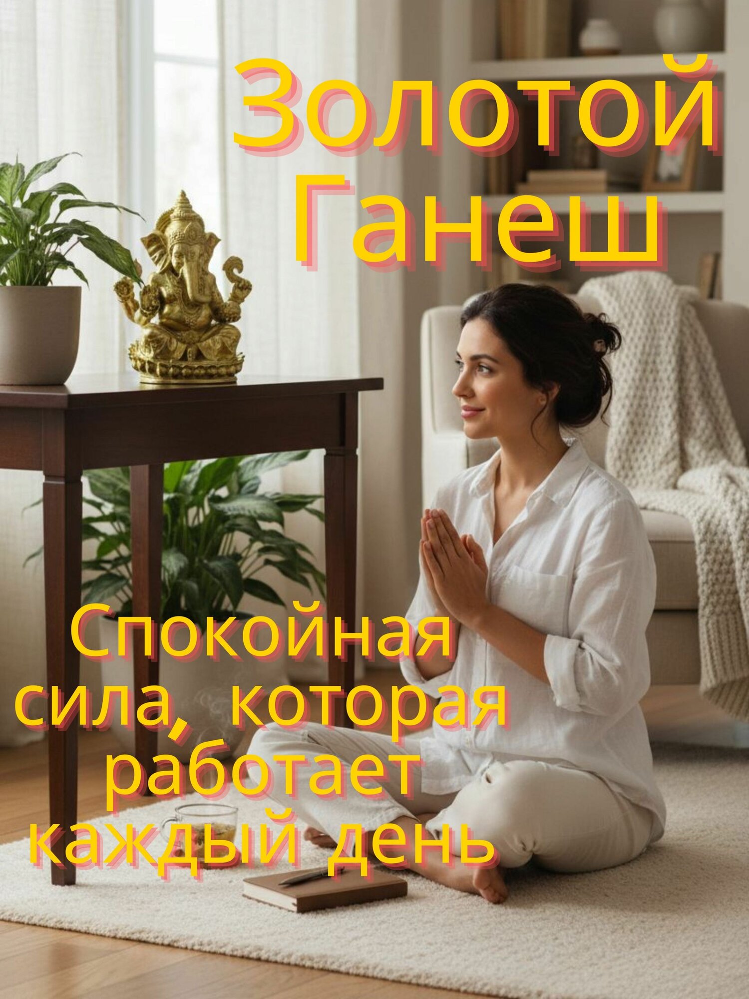 Статуэтка для дома, "Золотой Ганеш"; 25см, ростовая, золотой.