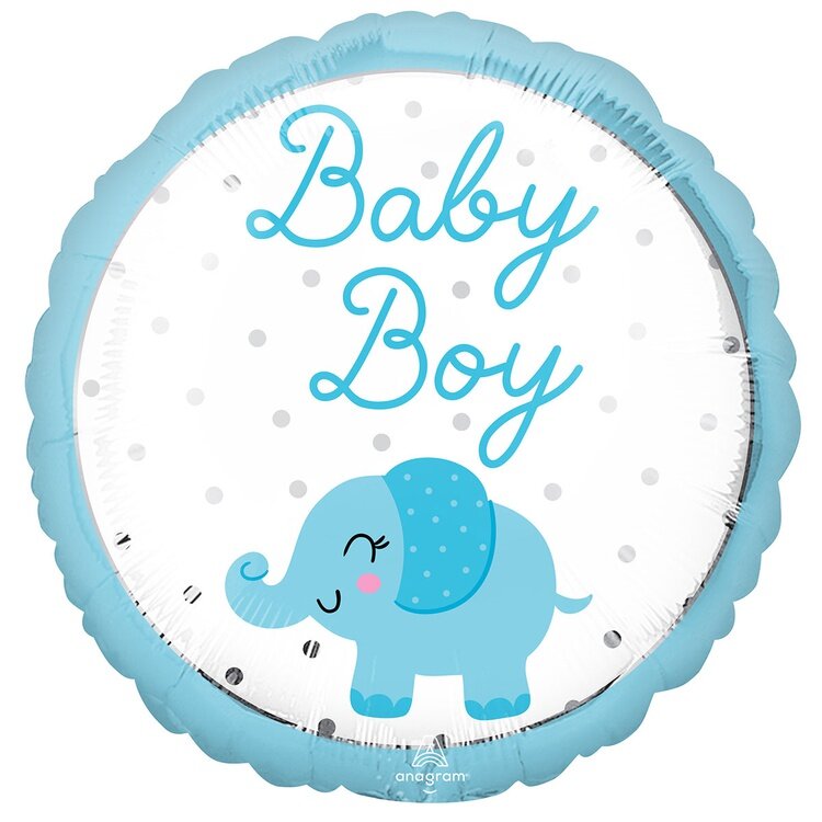 Воздушный шарик Anagram 18", Baby Boy, слоник голубой, фольгированный