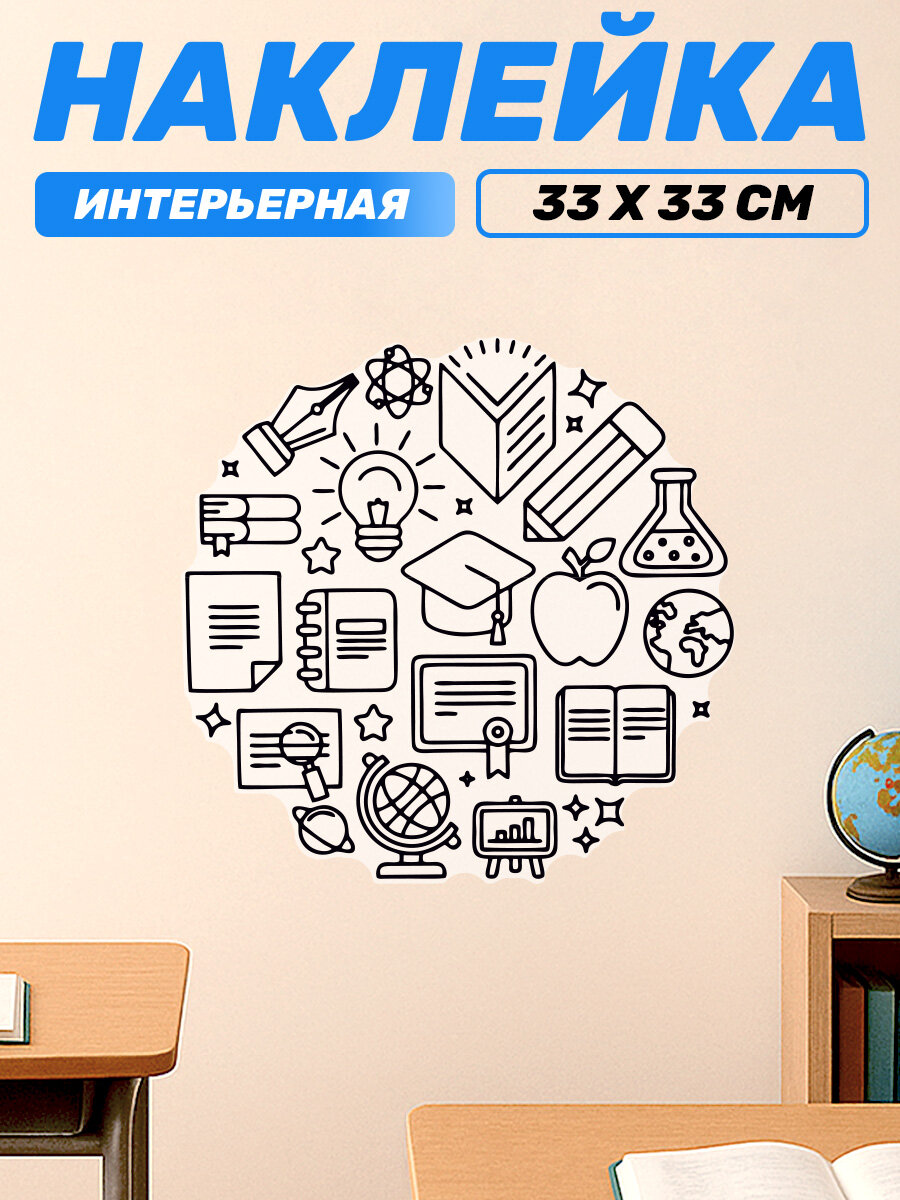 Наклейка на стену для декора интерьерная Школьные символы