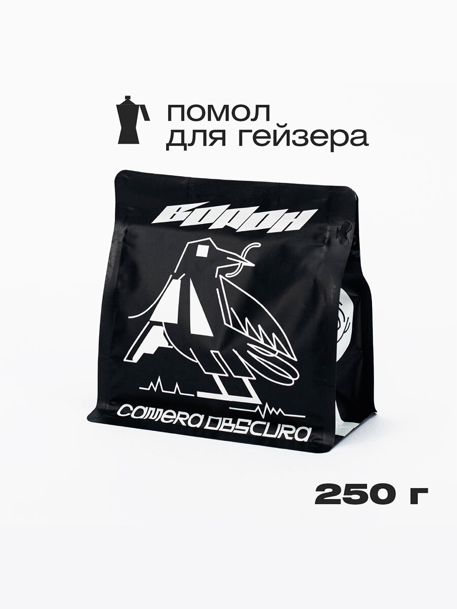 Ворон, помол для гейзерной кофеварки, фирменный кофе Camera Obscura, 250г