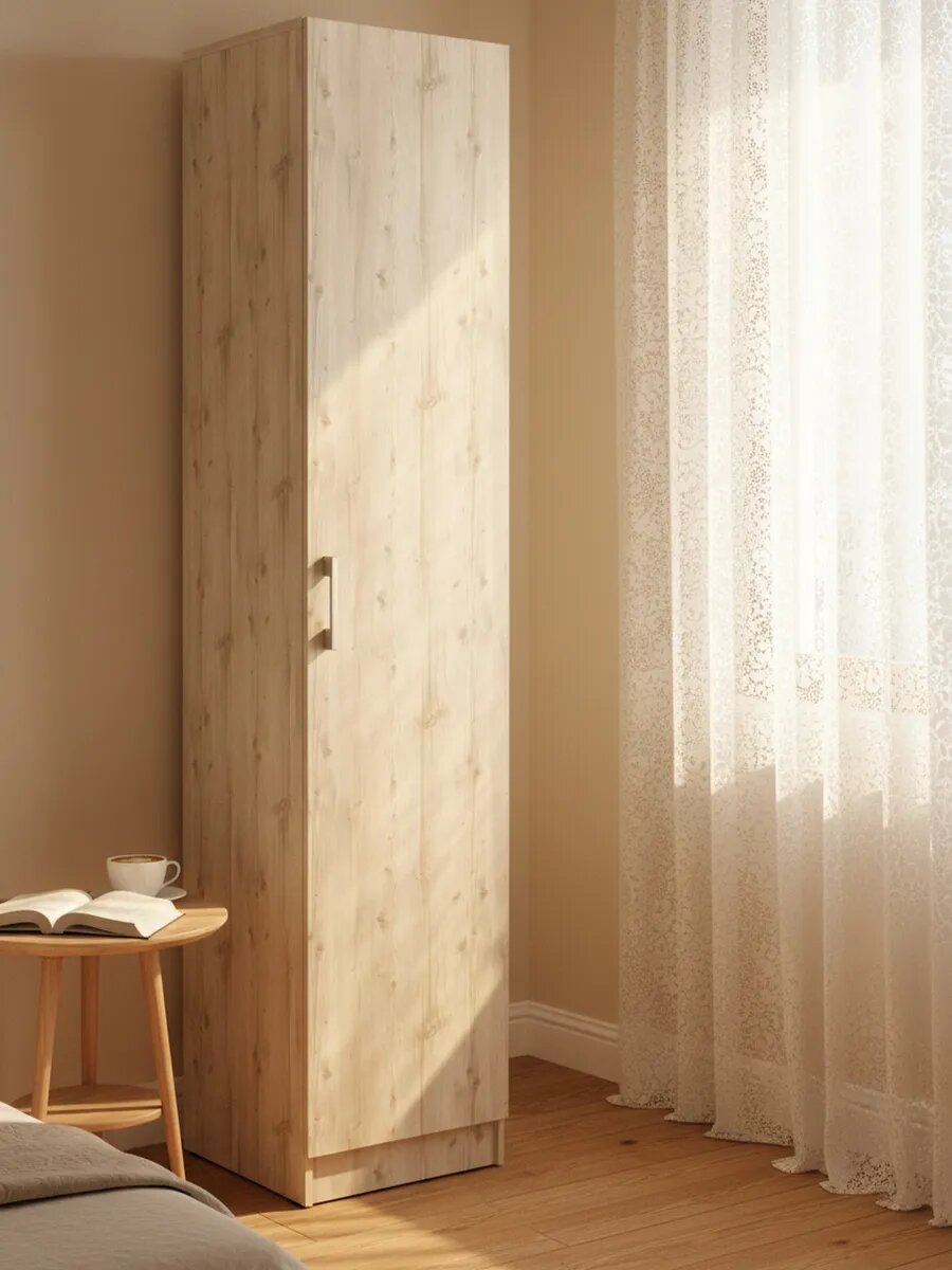 Шкаф пенал FRESTER для одежды распашной деревянный с полками, от производителя