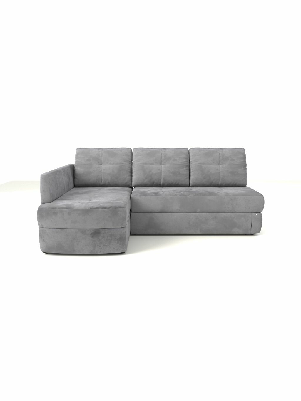 Угловой диван-кровать PUSHE Арно, левый угол, велюр, серый, Nebby 316