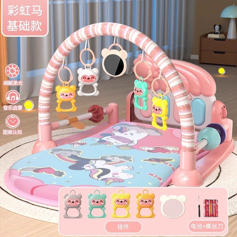 Детская фитнес-стойка с музыкальной педалью, игрушка для новорожденных 0-36 месяцев, пианино, игровой коврик, горячие продажи за рубежом